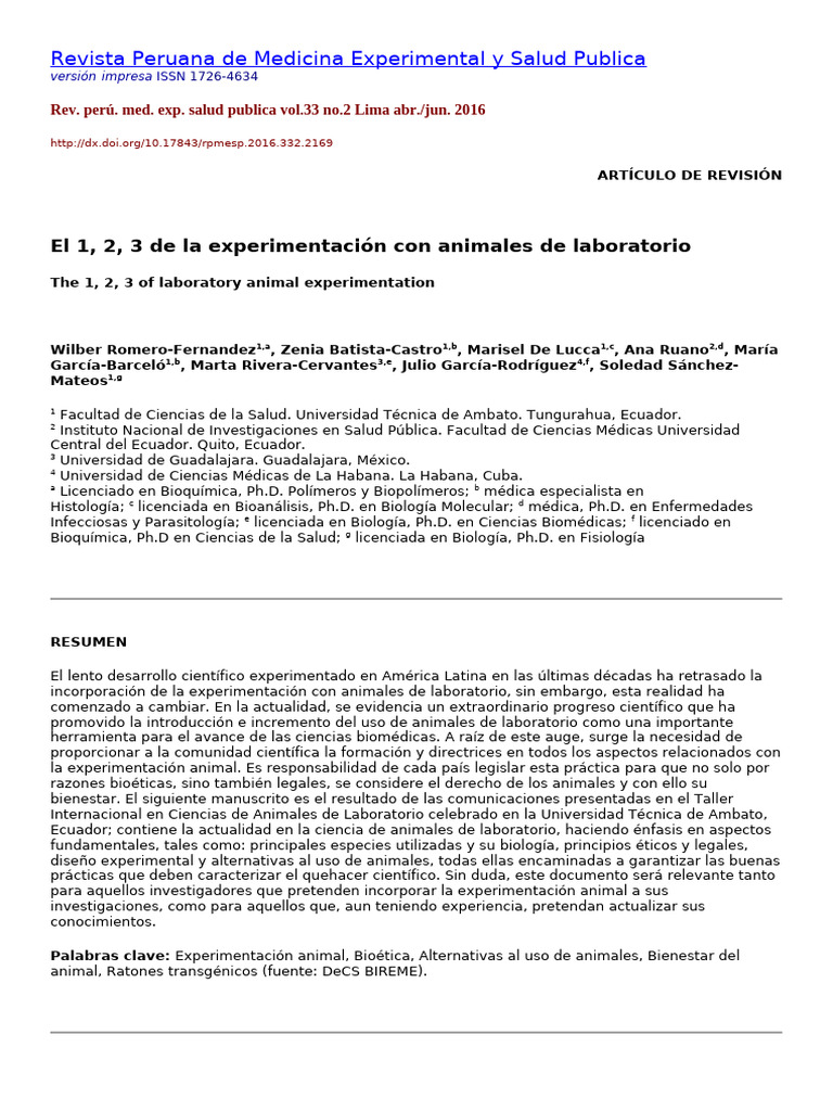 Revista Peruana de Medicina Experimental y Salud Publica | PDF | Dolor | Relaciones personales ...