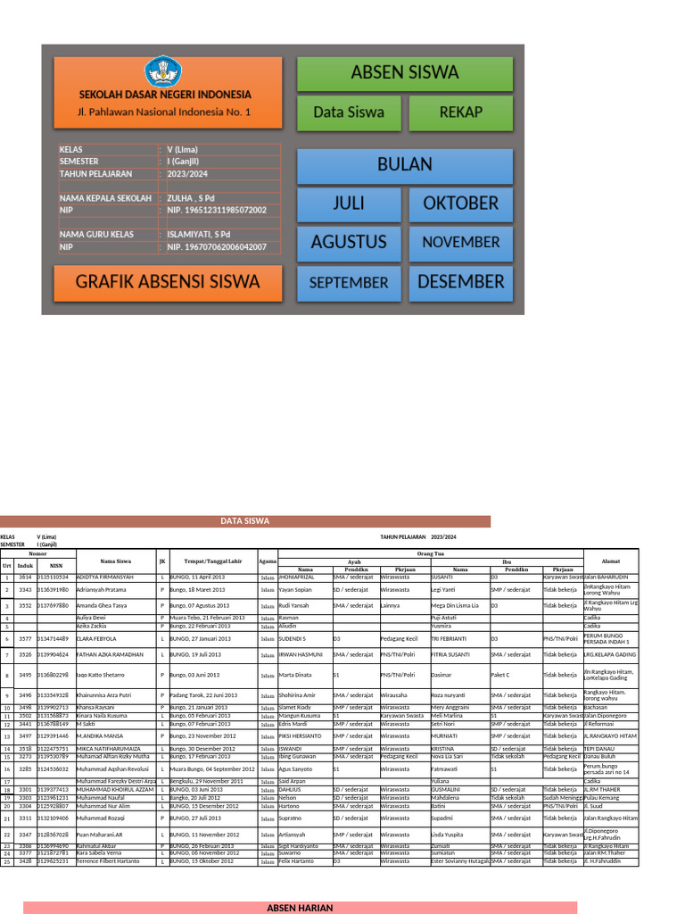 Absen Islamiyati Semester 1 2023 | PDF