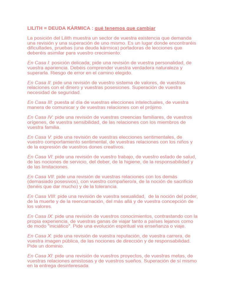Lilith Aspectos | PDF