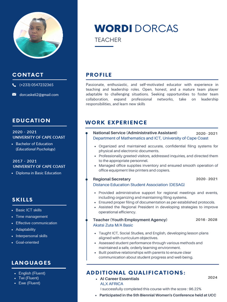 Cv Dorcas Wordi | PDF