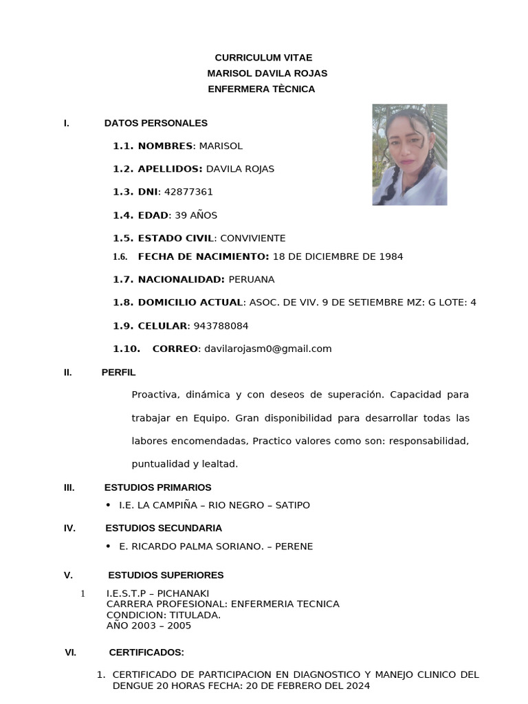 CURRICULUM VITAE Marisol | PDF