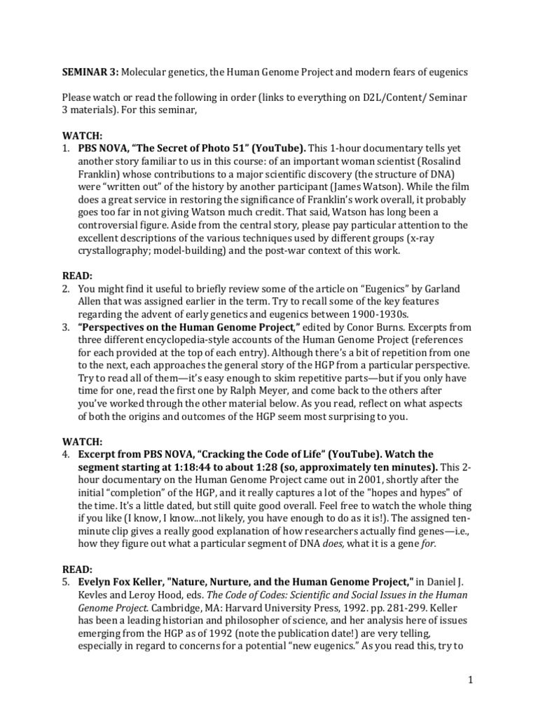 701 Seminar 3 Handout | PDF