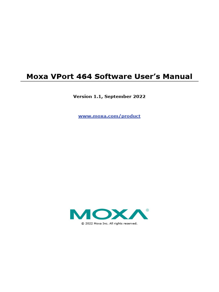 Moxa VPort 464 Software User's Manual V1.1 | PDF