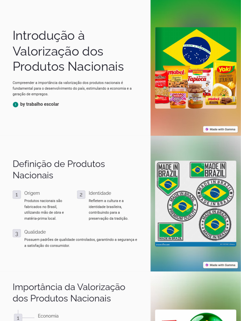 Introducao A Valorizacao Dos Produtos Nacionais | PDF