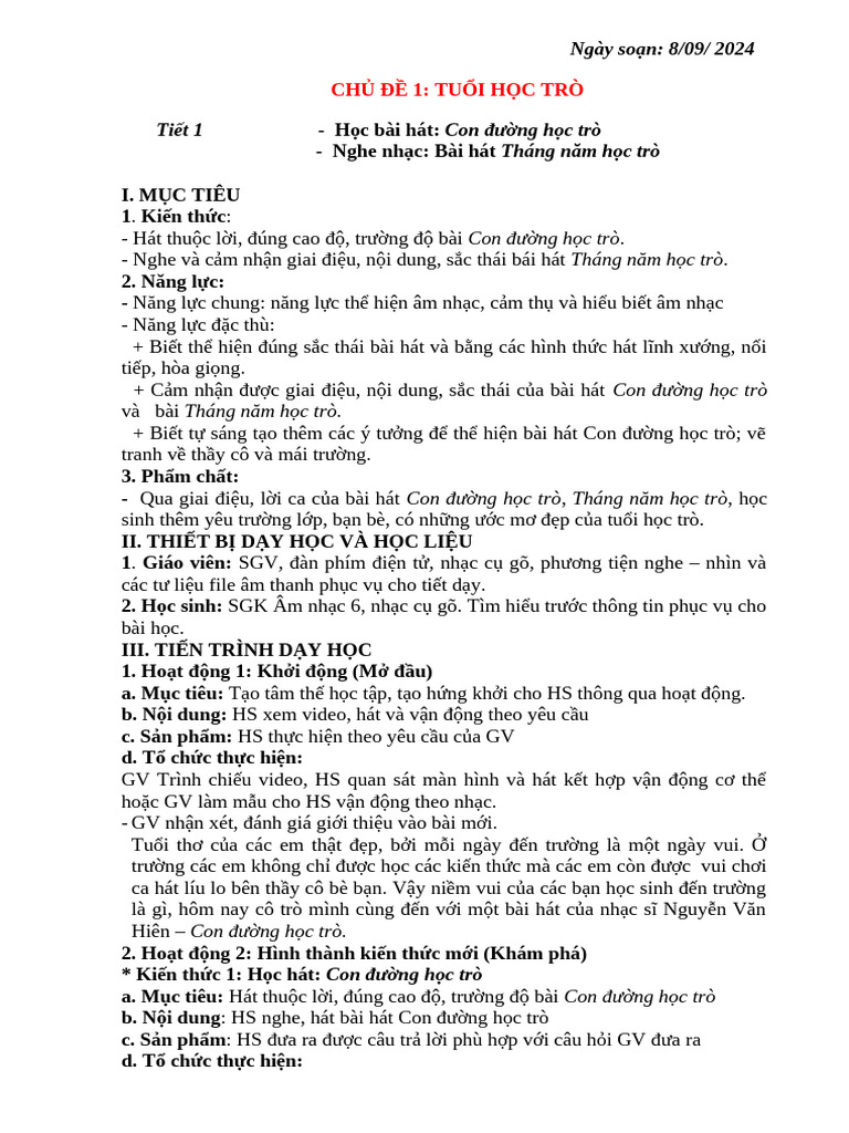 Con đường học trò Tháng năm học trò | PDF