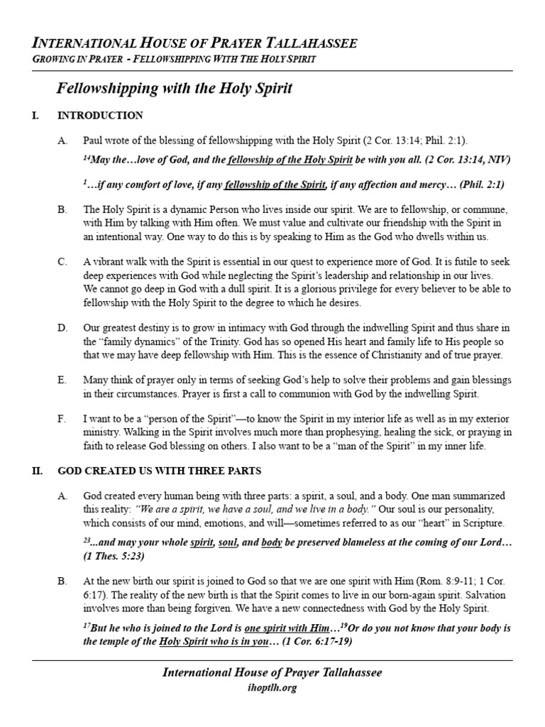 Fellowshipping With The Holy Spirit | PDF