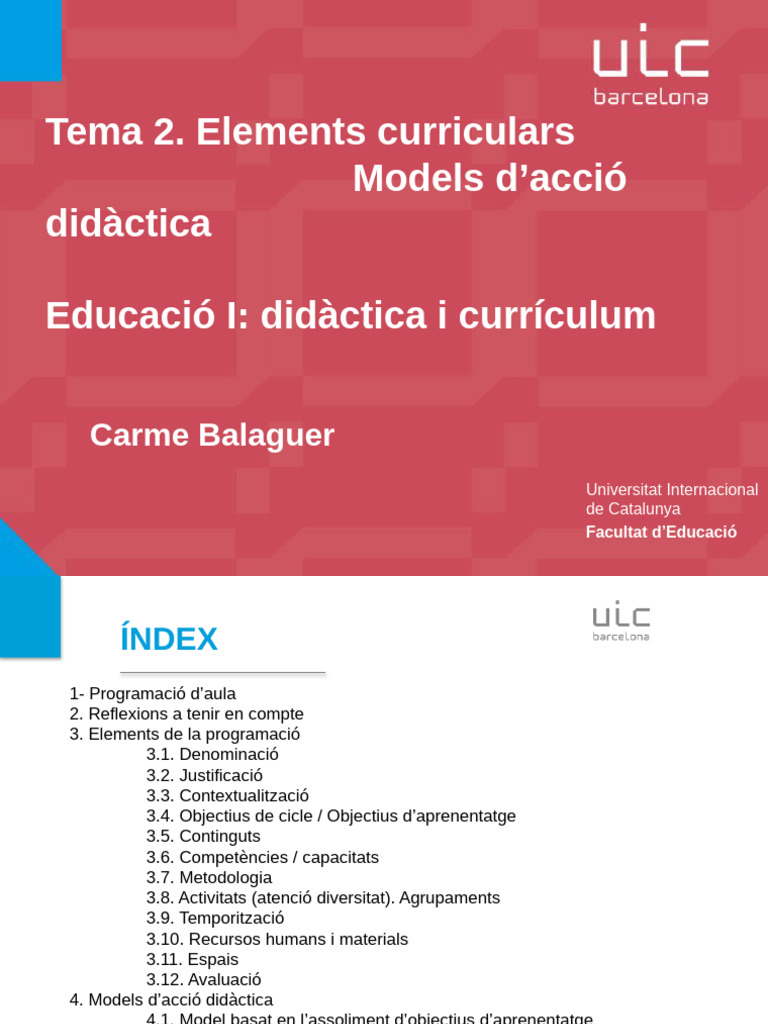 Tema 2, Elements Curriculars - Models | PDF