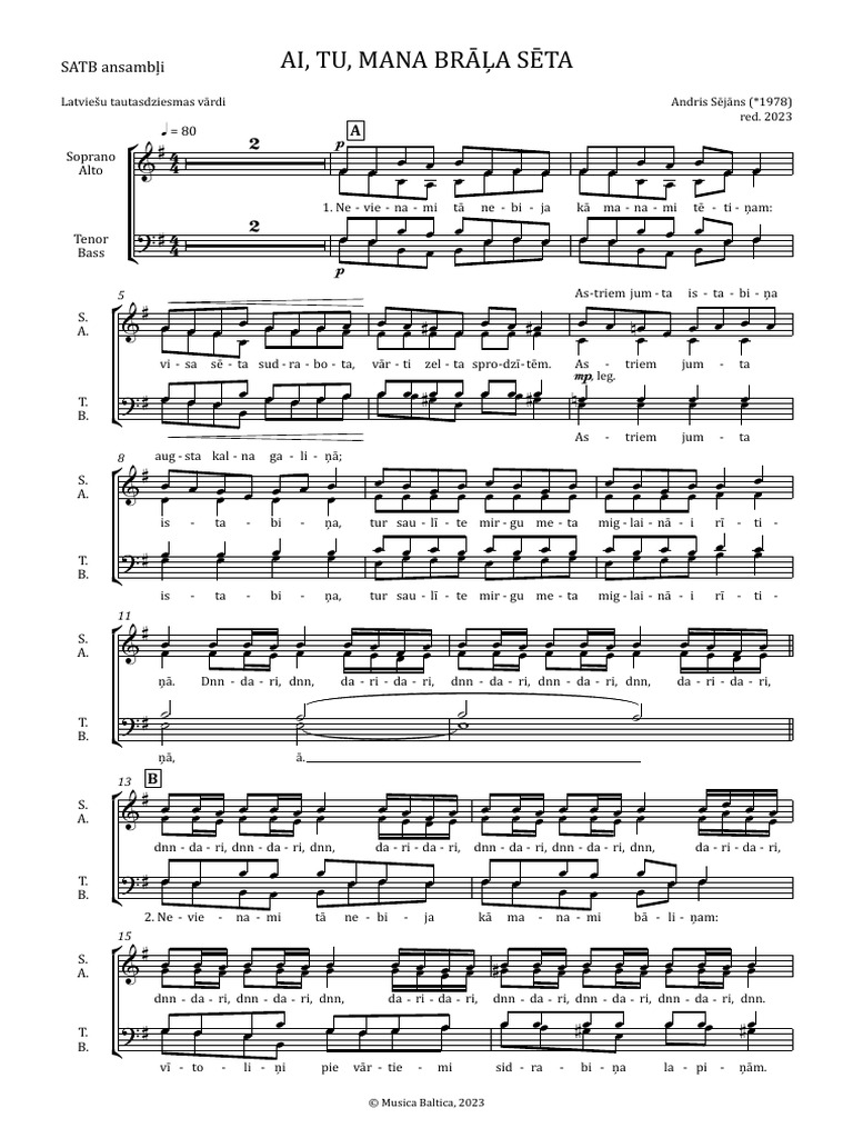 Sejans - Ai - Tu - Mana - Brala - Seta - Ansambliem - 2023 - SATB ...
