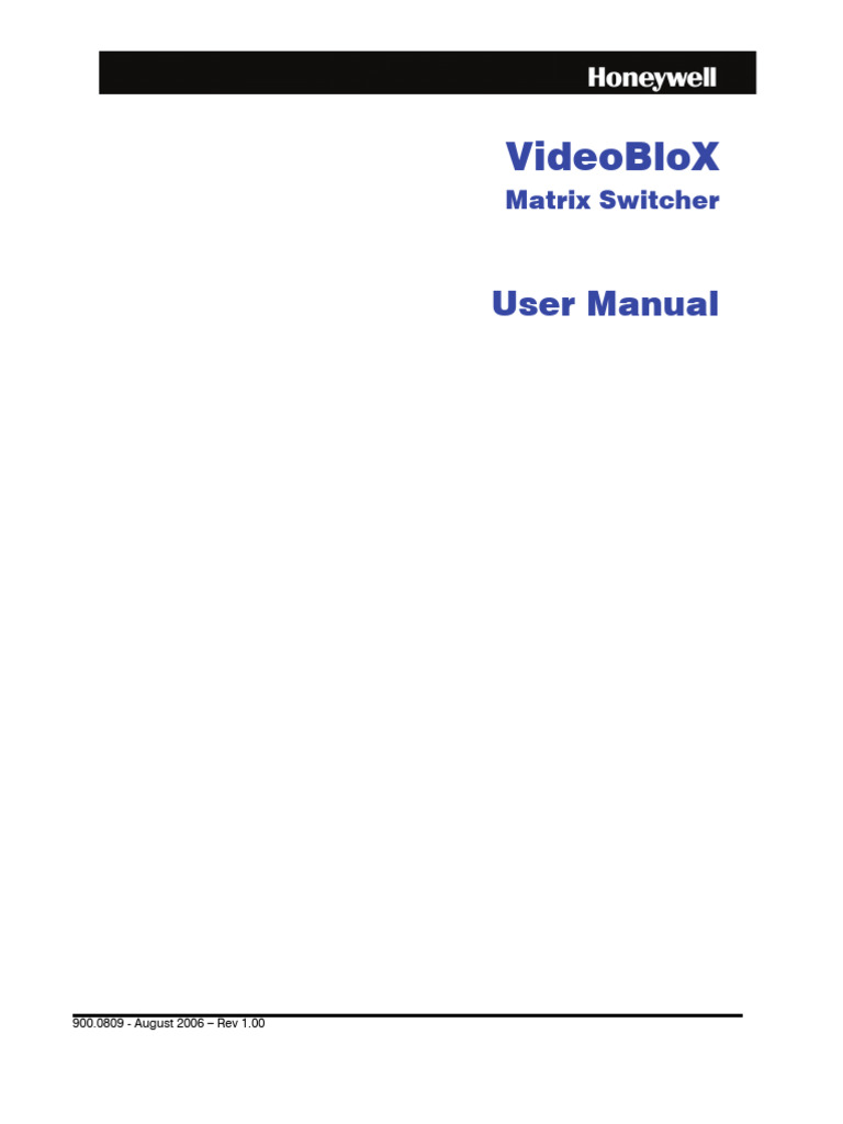 VideoBloX Matrix Switcher User Manual | PDF