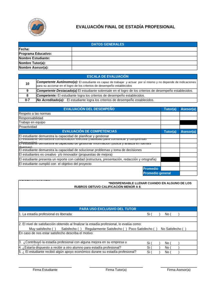 Criterios de Evaluación Final. | PDF