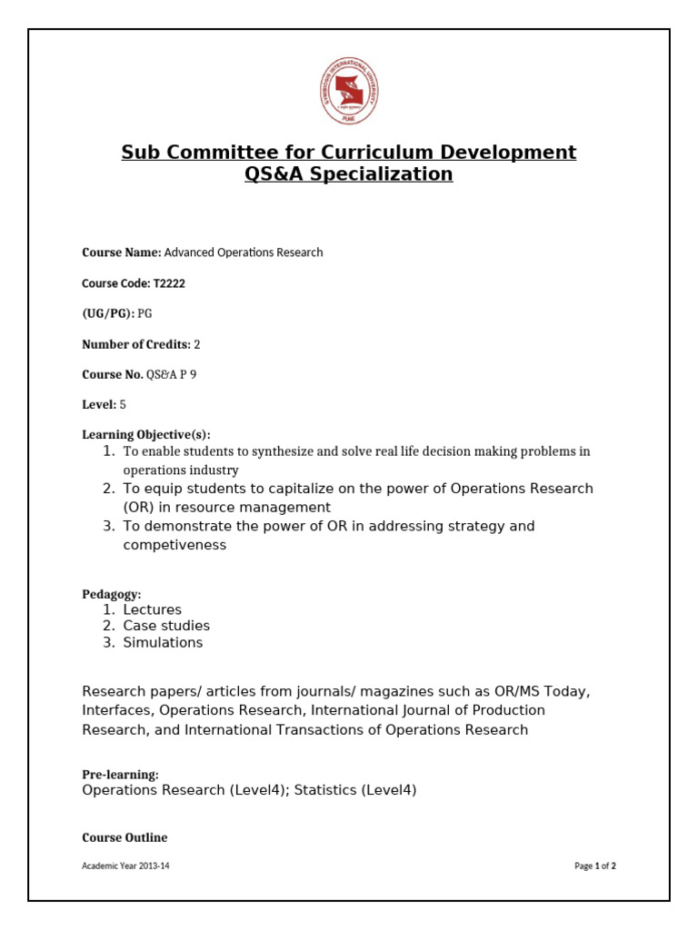 T2222-Advanced Operation Research | PDF | Linear Programming | Operations Research