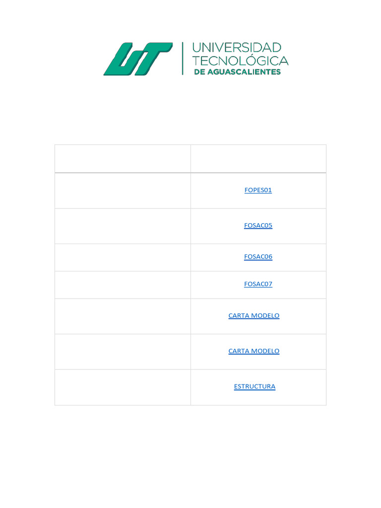 Tabla de Formatos Oficiales. | PDF