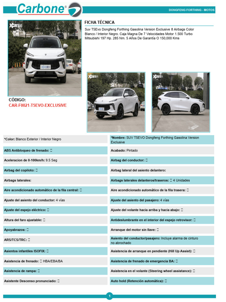 Car f0021 T5evo Excl Suv t5 Evo | PDF