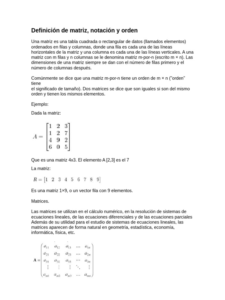 Definición de Matriz | PDF