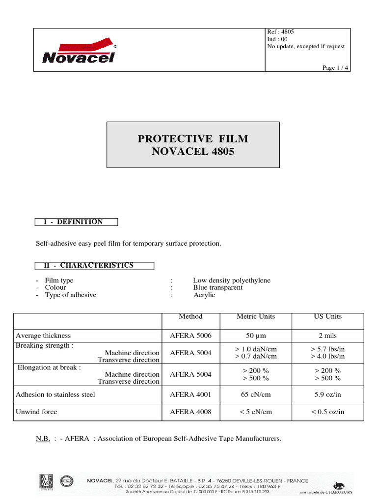 Novacel 4805 TDS | PDF