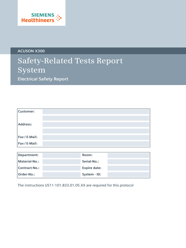 System, Electrical Safety Report CSTD US11-300.805.01 US11-101.834.01 | PDF