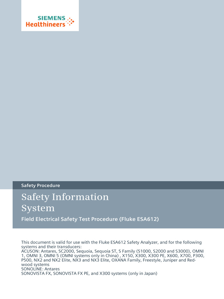 System, Field Electrical Safety Test Procedure Fluke ESA612 CSTD US11 ...