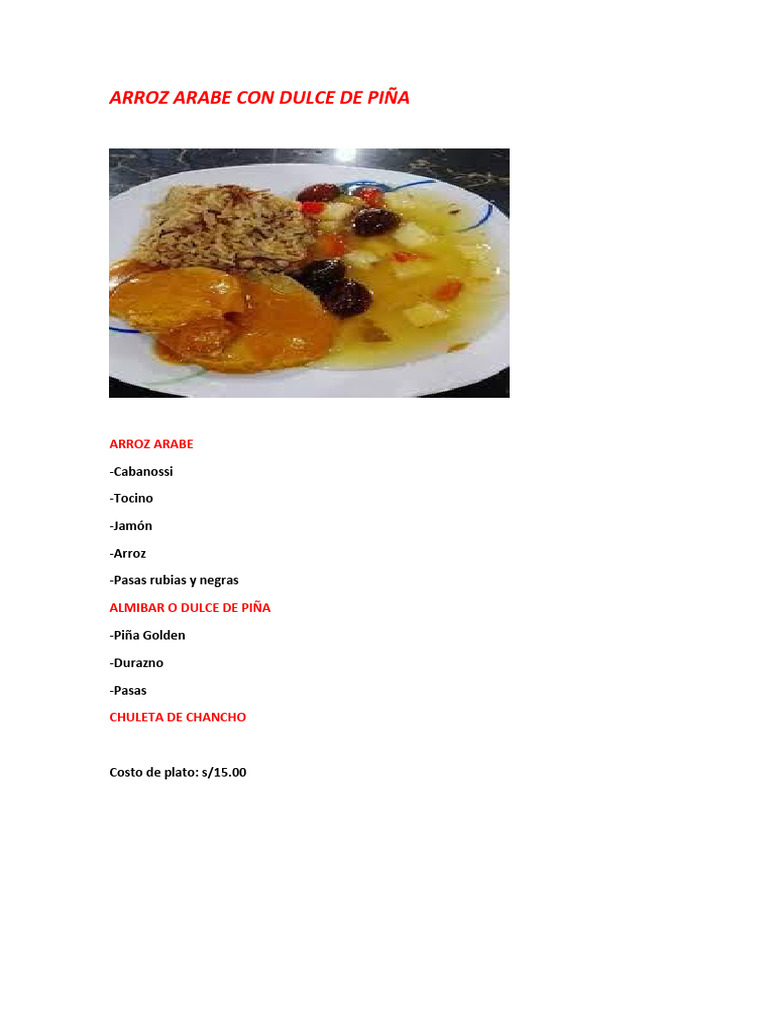Arroz Arabe Con Dulce de Piña | PDF