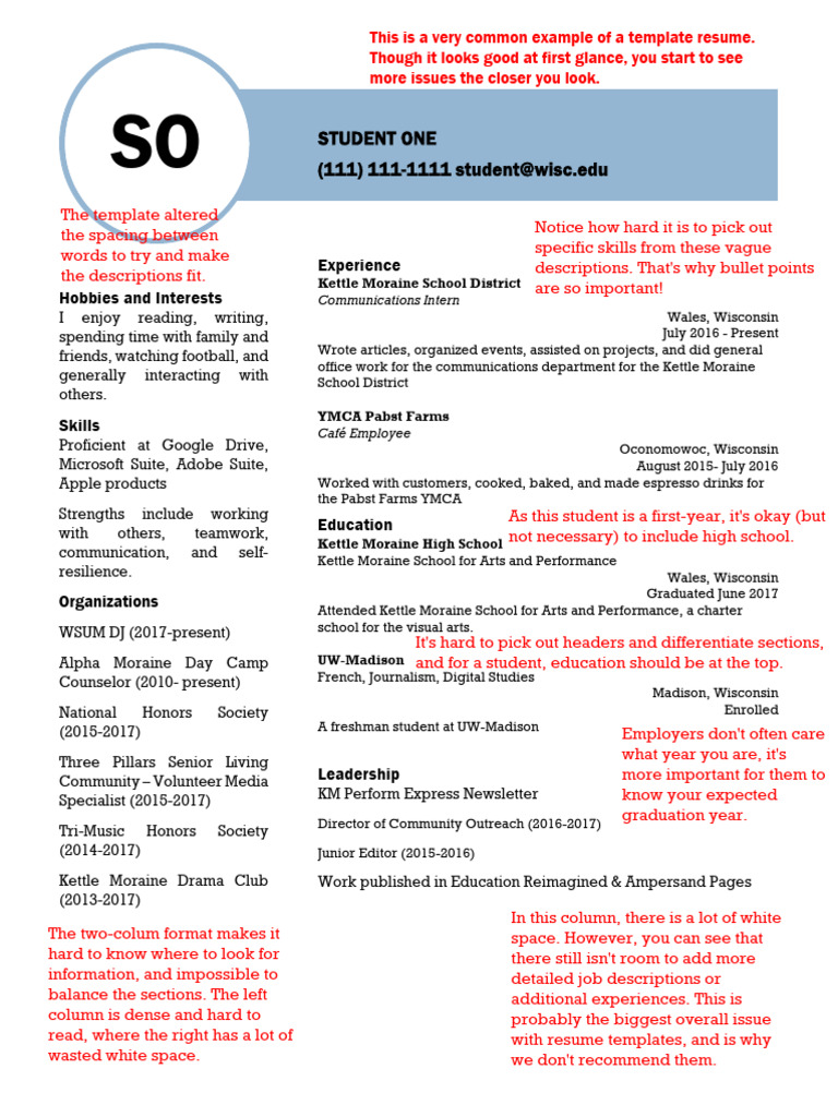 Sample Resumes With Comments | PDF