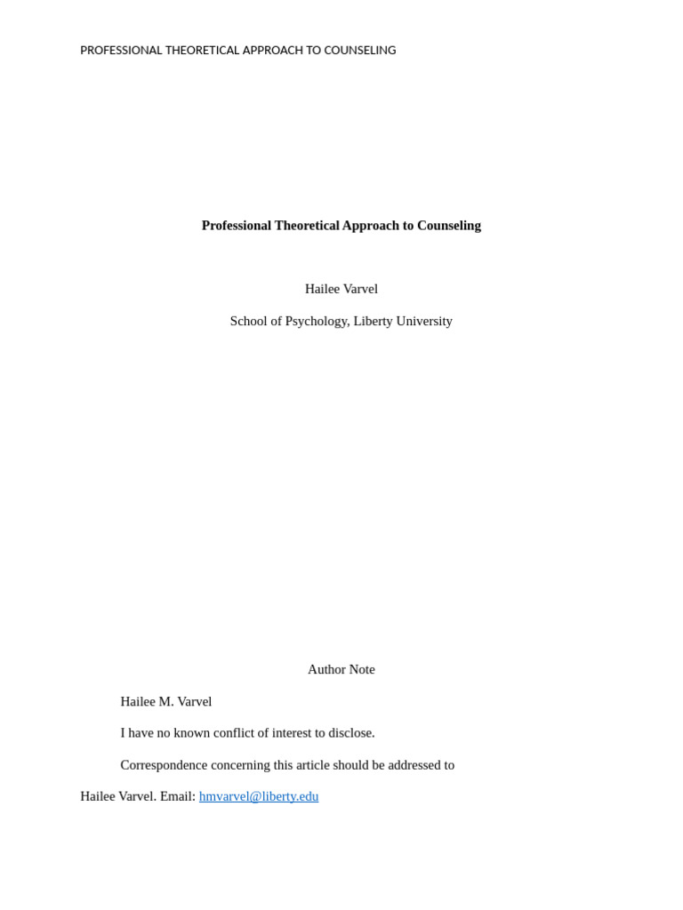 BM Professional Theoretical Approach To Counseling | PDF