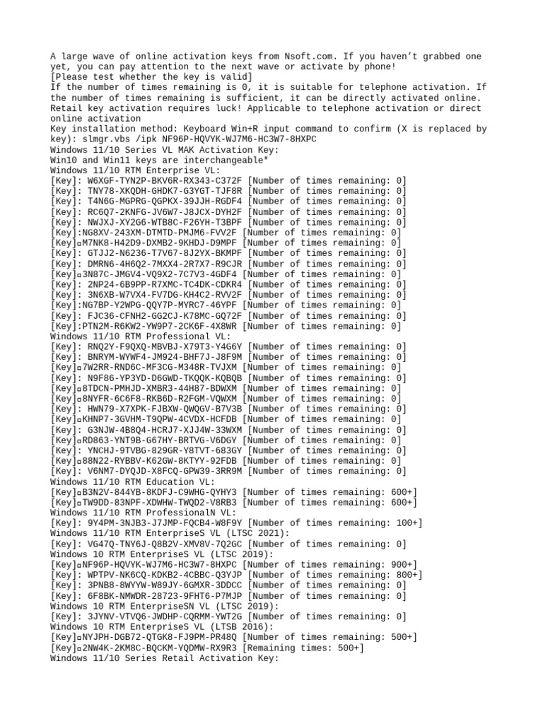 All New Windows and Office Serial Keys | PDF