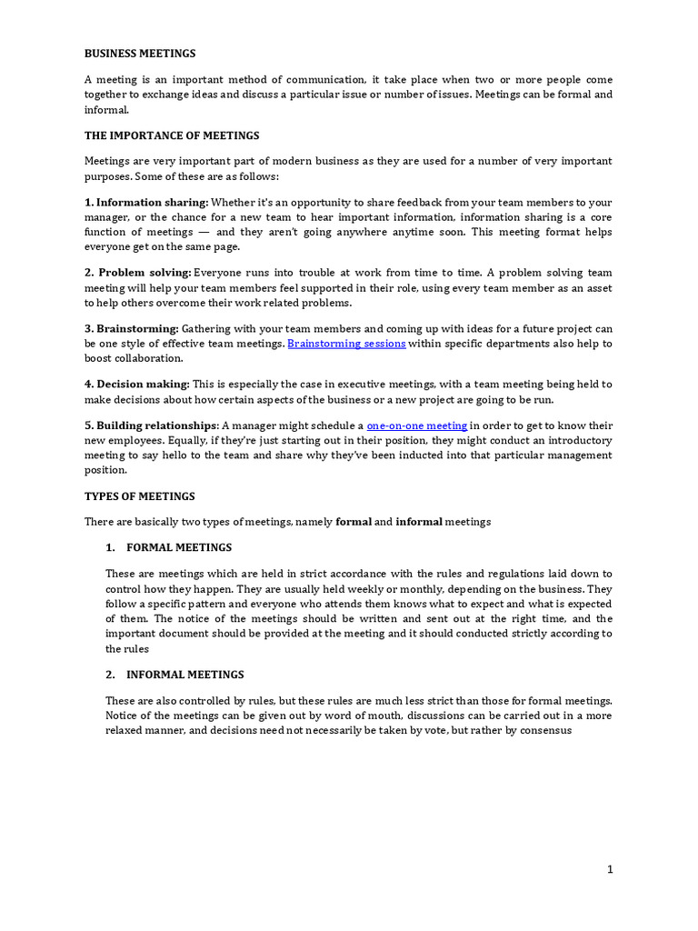Business Meetings (Updted) - 240725 - 060546 | PDF