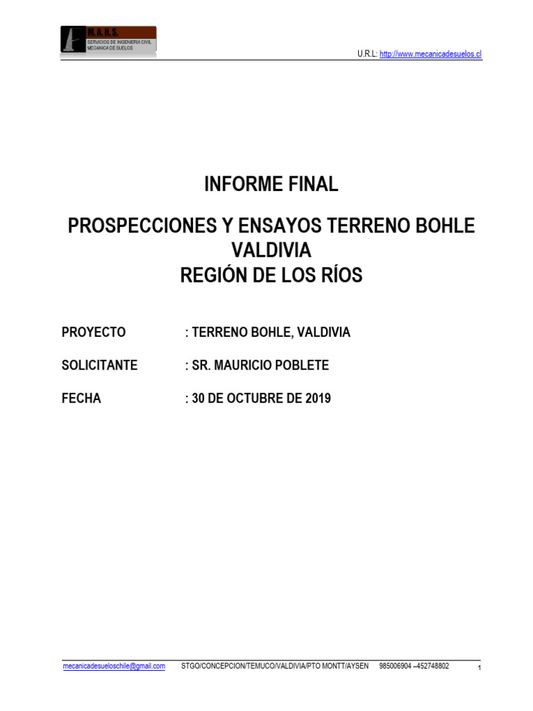 1939-MDS-IT-004 (Informe #130-2019 Prospecciones) Rev. 0 | PDF