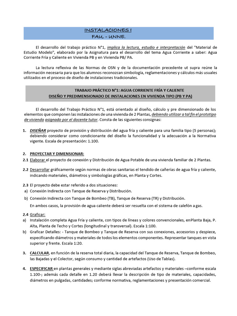 Consigna TP 1 - Agua Fria y Caliente | PDF