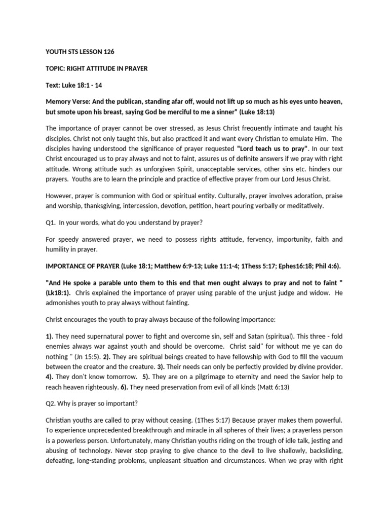 Youth Sts Lesson 126 | PDF