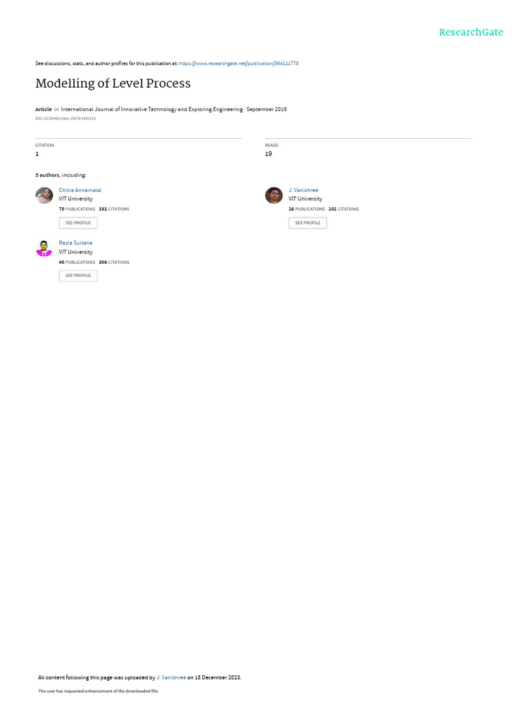 Modelling of Level Process | PDF | Control Theory | Technology & Engineering