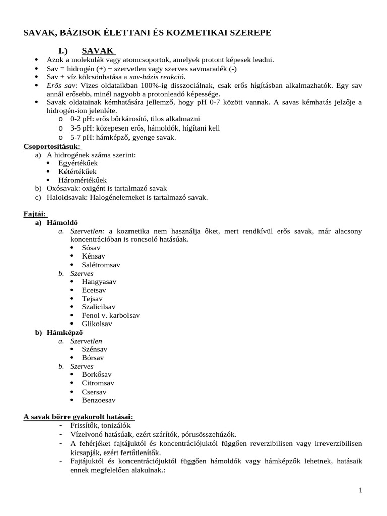 Savak, Bázisok A Kozmetikában | PDF
