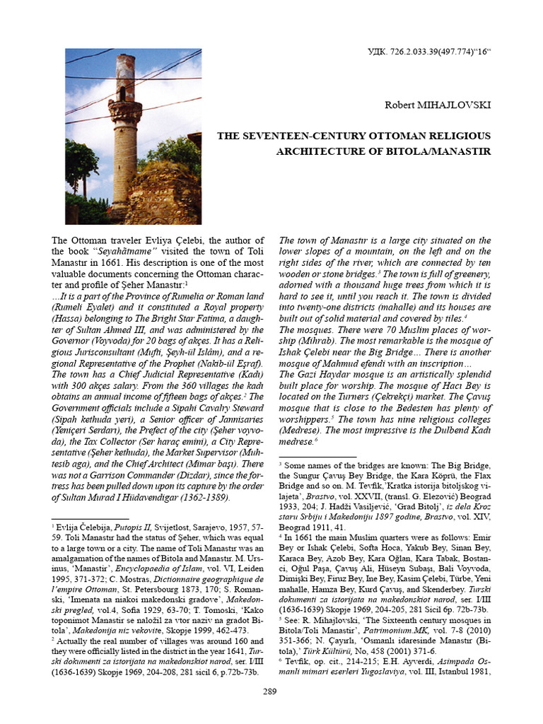 Bitola The Seventeen Century Ottoman Religious | PDF