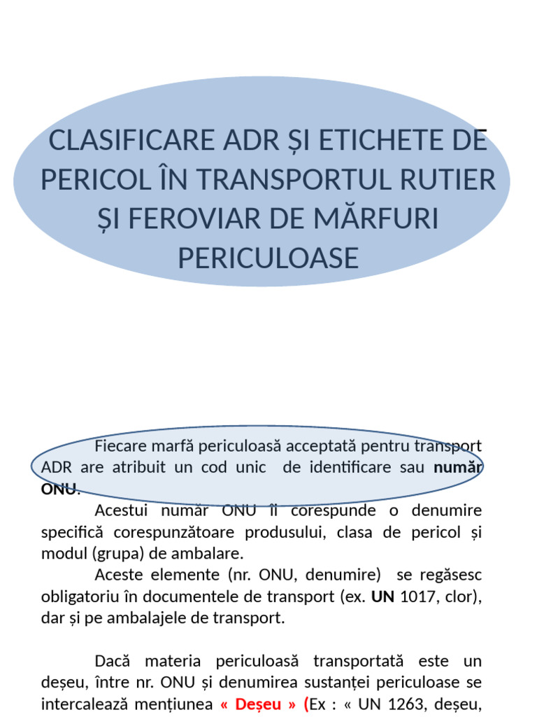 Clasificare ADR Și Etichete de Pericol | PDF