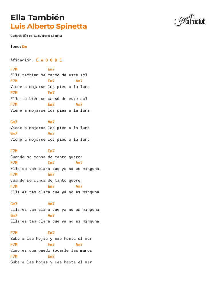 Cifra Club - Luis Alberto Spinetta - Ella También | PDF