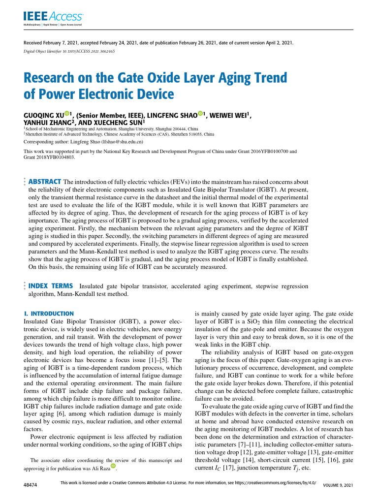 Research On The Gate Oxide Layer Aging Trend of Power Electronic Device ...