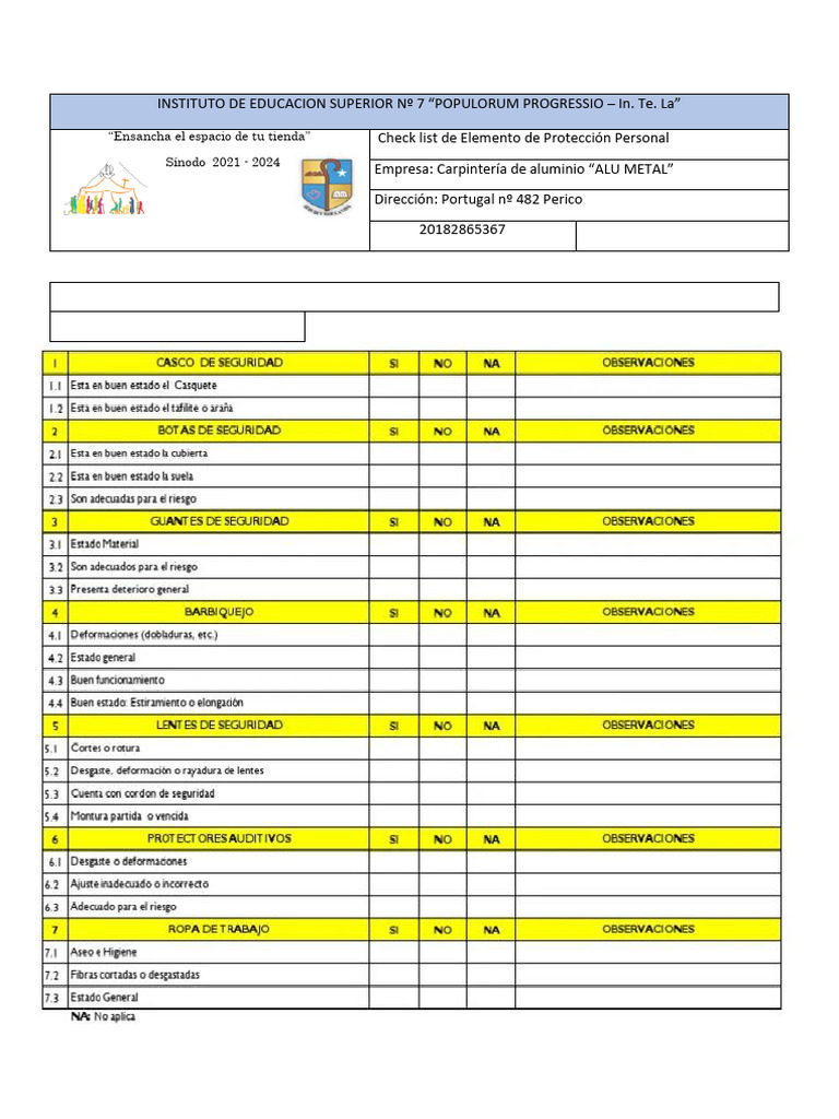 Check List Epp | PDF