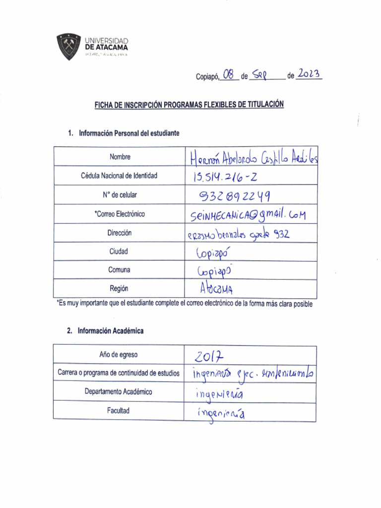 Ficha Inscripción T.flexible | PDF