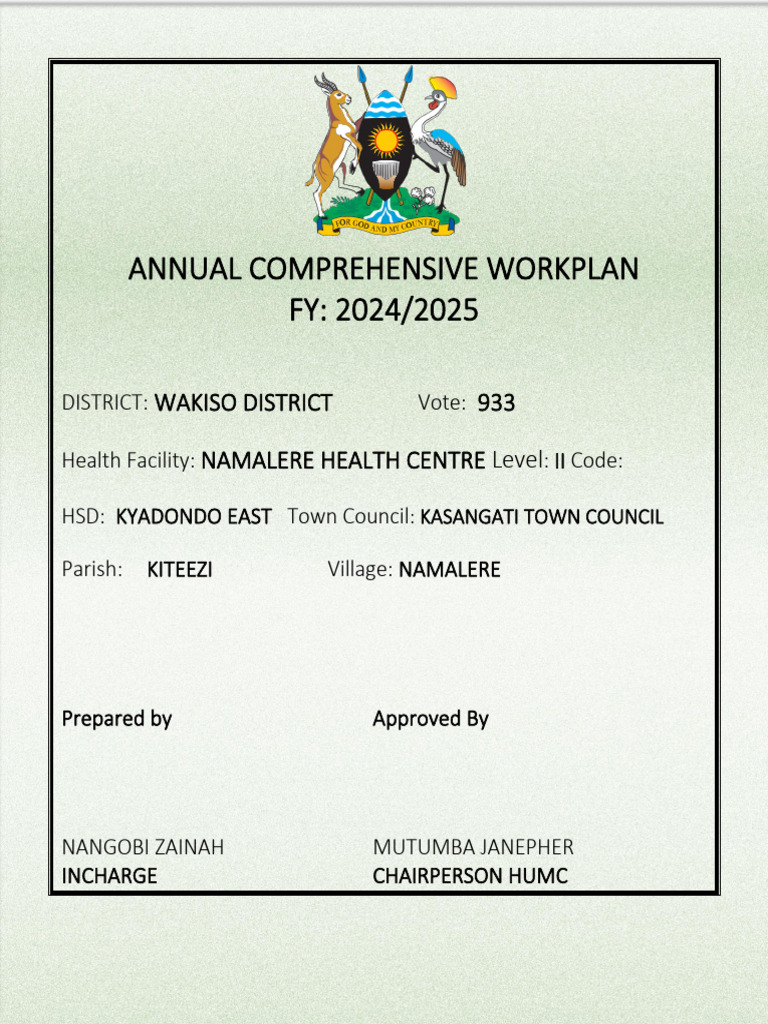 Namalere HC Ii Hmis 001 Annual Workplan 2024 Final | PDF