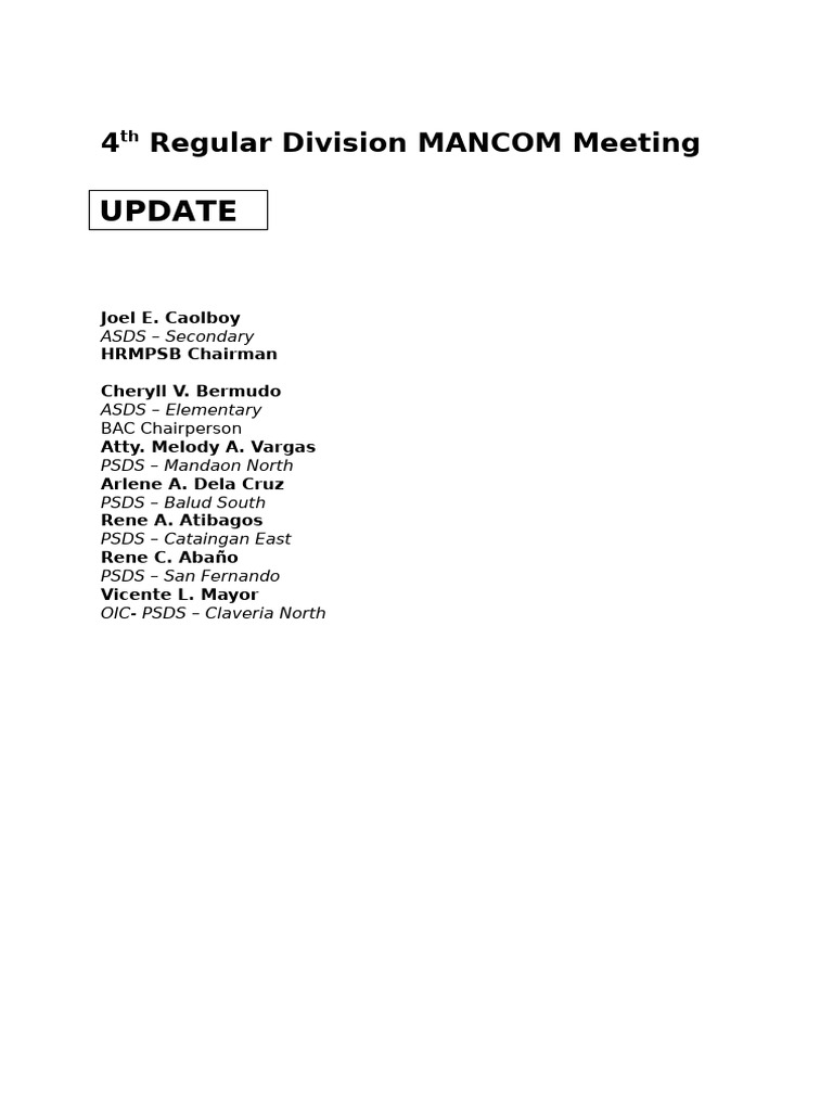 Div 4th Regular MANCOM REVIEWED | PDF