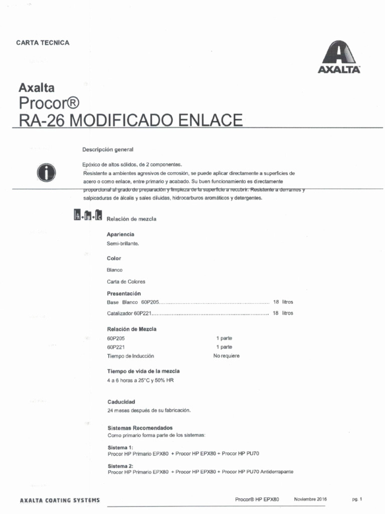 Ficha Tecnica Ra-26 Axalta | PDF