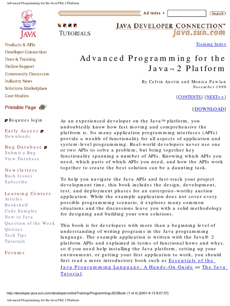 Advanced Java Programming For The Java 2 Platform | PDF | Use Case ...