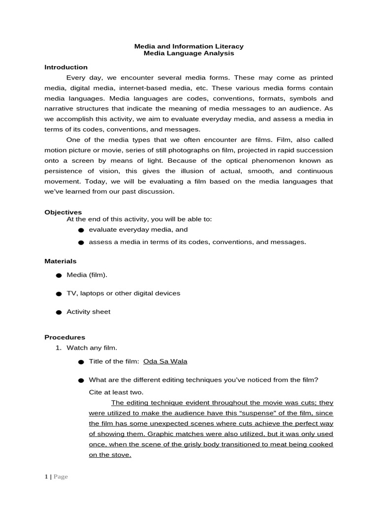 MIL - Madia-Analysis ODA SA WALA | PDF