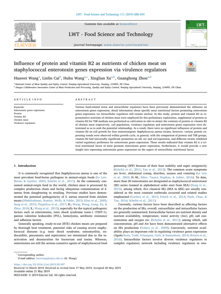 Nutritional Impact on Staphylococcal Enterotoxins | PDF | Real Time ...