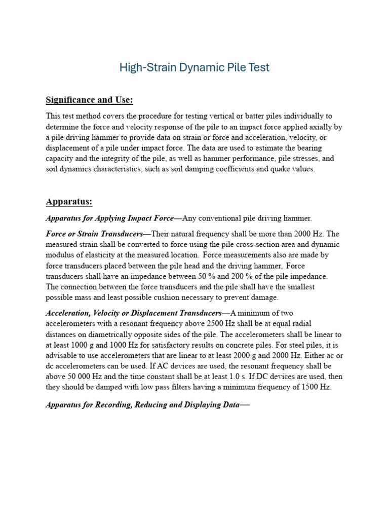 Dynamic load test-ASTM-d4945 | PDF