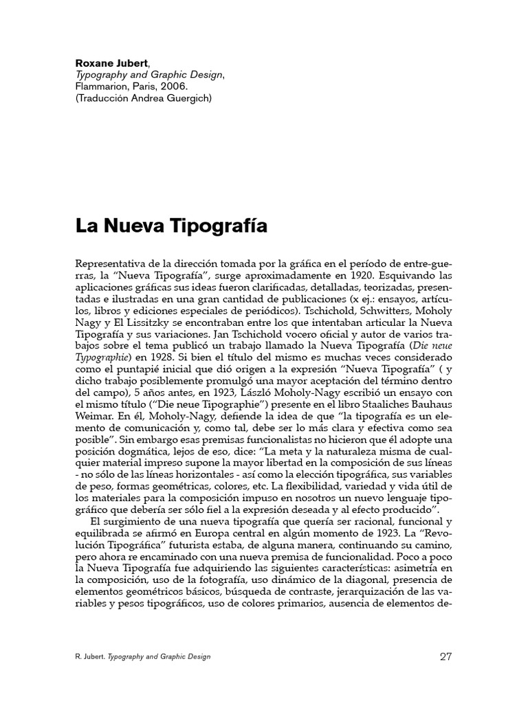 Jubert, Roxane. La Nueva Tipografía | PDF