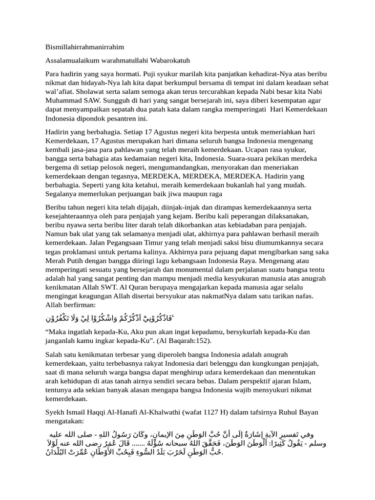 Amanat Pembina Upacara Hut RI 2024 | PDF