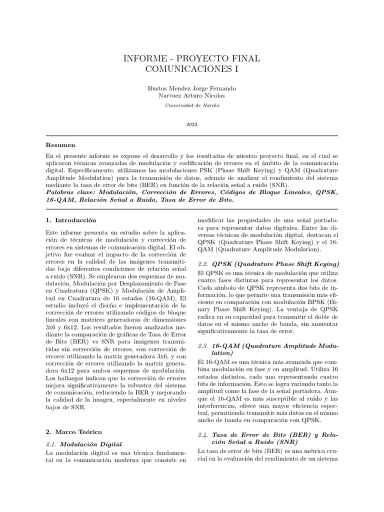 Proyecto Final Informe Comunicaciones | PDF