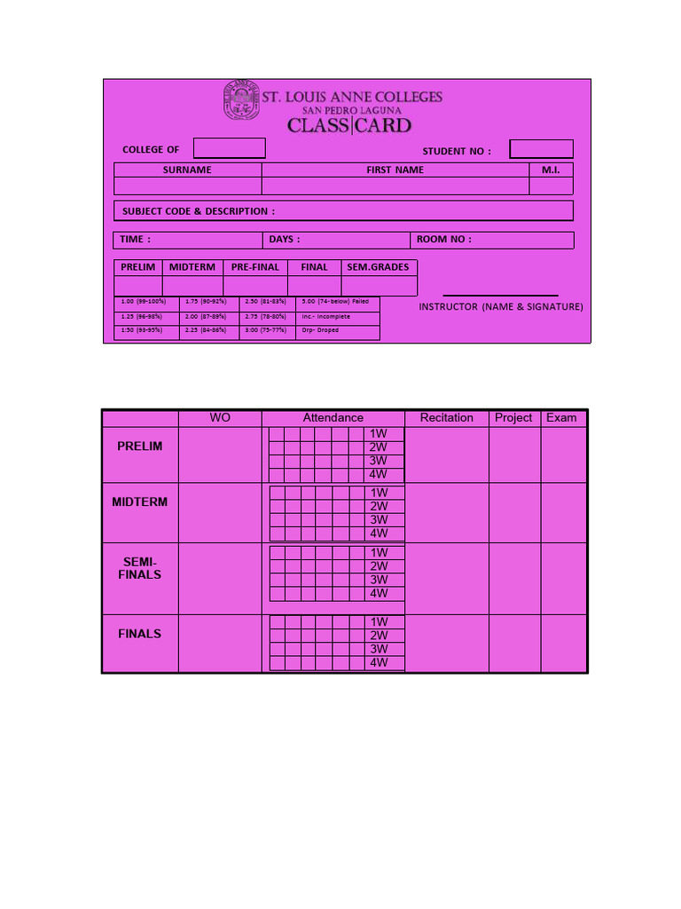 Class Card Ahm BSHM | PDF