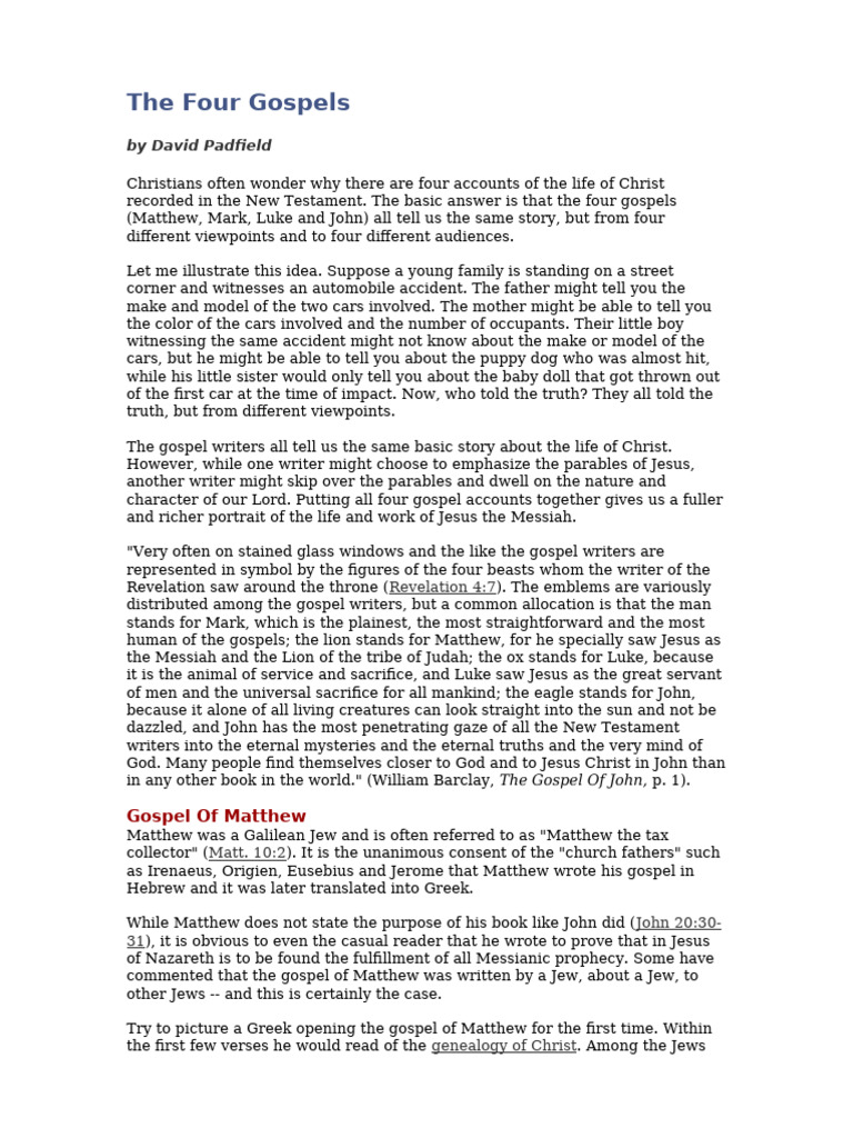 The Four Gospels B | PDF