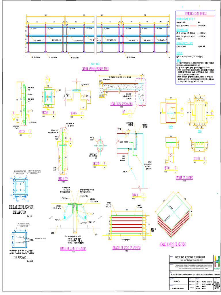 PLANO DE PUENTE - DETALLES DE BARANDA-E01-10 | PDF